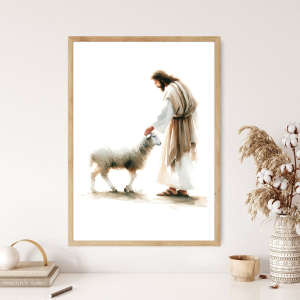 Parable of the Lost Sheep Canvas Wall Art Poster Jesus leaves the 99 M ...