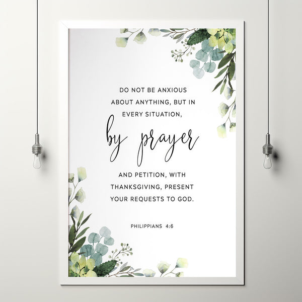 Philippians 4:6 Do Not Be Anxious Bible Verse Wall Art - Serene Script ...