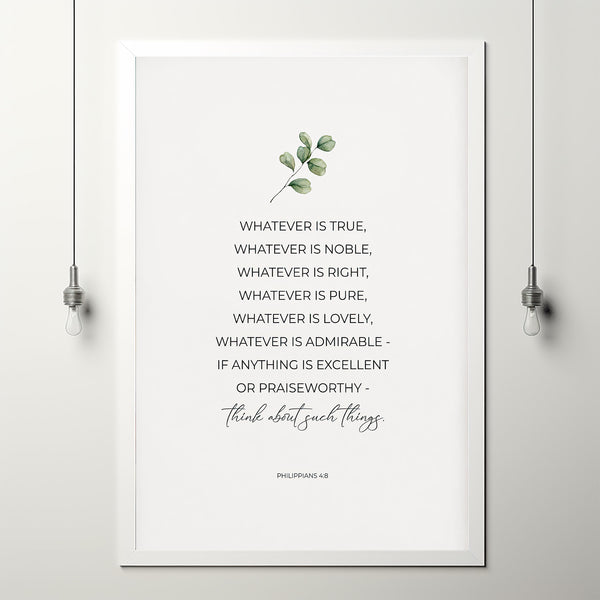 Philippians 48 Botanical Bible Verse Wall Art Poster, Christian Script ...