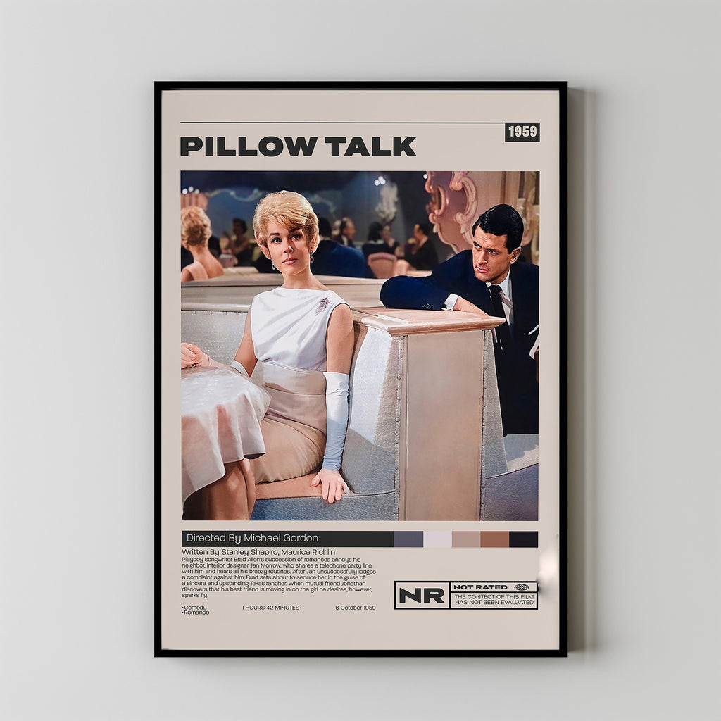 Pillow Talk, Michael Gordon, Minimalist Movie Poster, Vintage Retro Ar ...