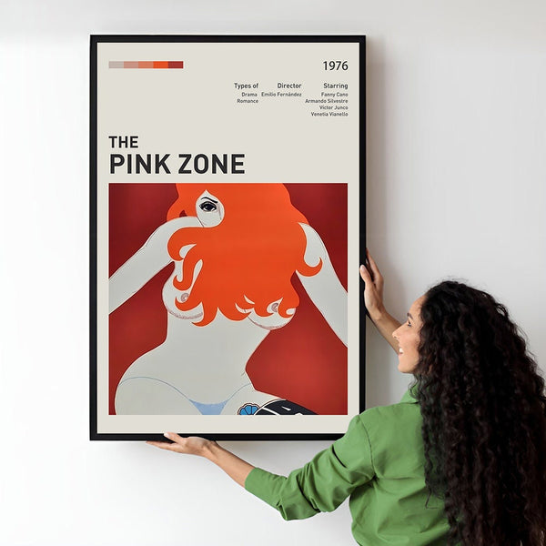 Pink Zone Movie Poster Minimalist Midcentury Poster Wall Art Print Ret ...
