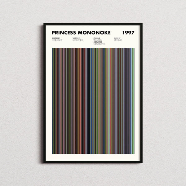 Princess Mononoke Movie Barcode Print, Princess Mononoke Print, Prince ...