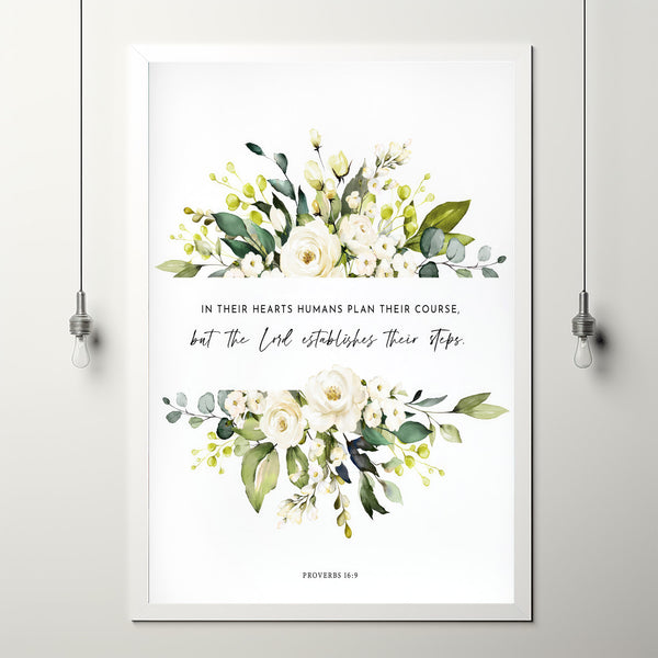 Proverbs 16:9 The Lord Establishes Bible Verse Wall Art - Inspirationa ...