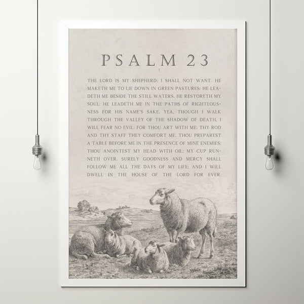 Psalm 23 The lord is my shepherd Bible Verse Poster wall art, Vintage ...