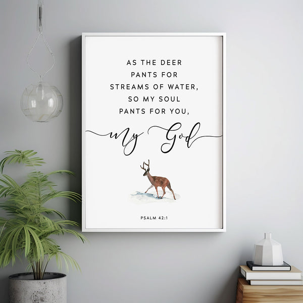 Psalm 42:1 My Soul Pants For You - Serene Scripture Wall Art with Deer ...