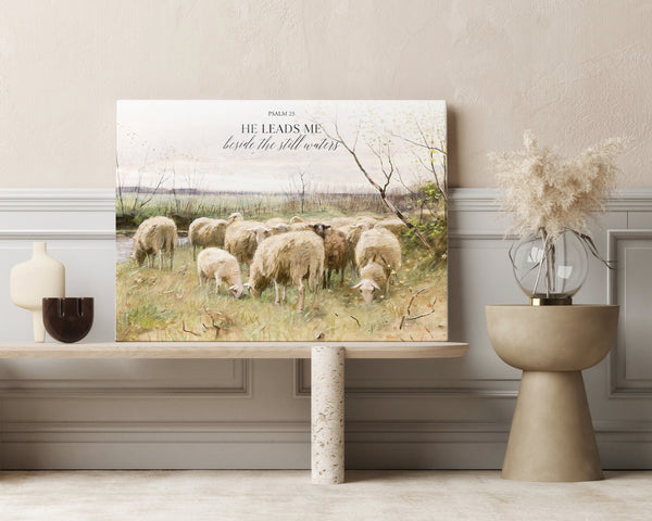 Psalm 23 Boho Christian Lord is My Shepherd Bible Quote Landscape Canv ...