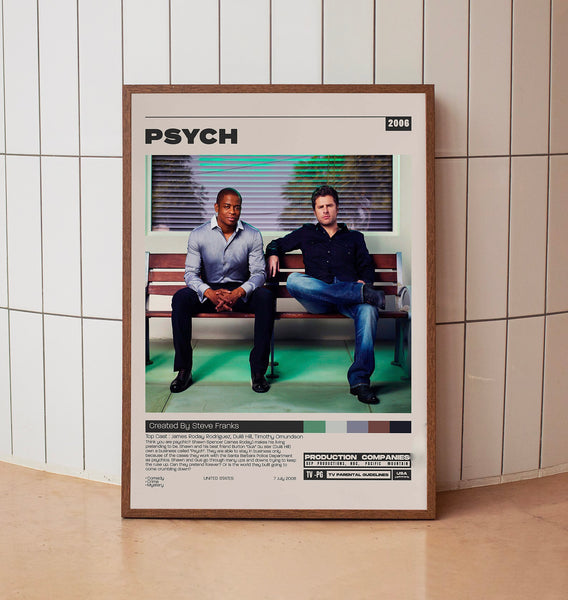 Psych Poster, Steve Franks, Minimalist Tv Series, Vintage Retro Art Pr ...