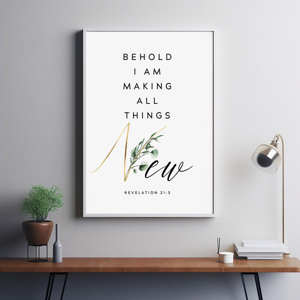 Revelation 21:5 'Making All Things New' Bible Verse in Gold | Luxuriou ...