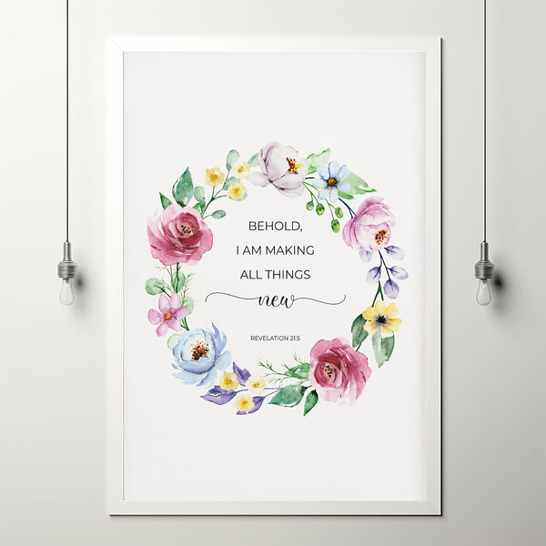 Revelation 215 New Year Bible Verse Poster Wall Art, Making Everything ...