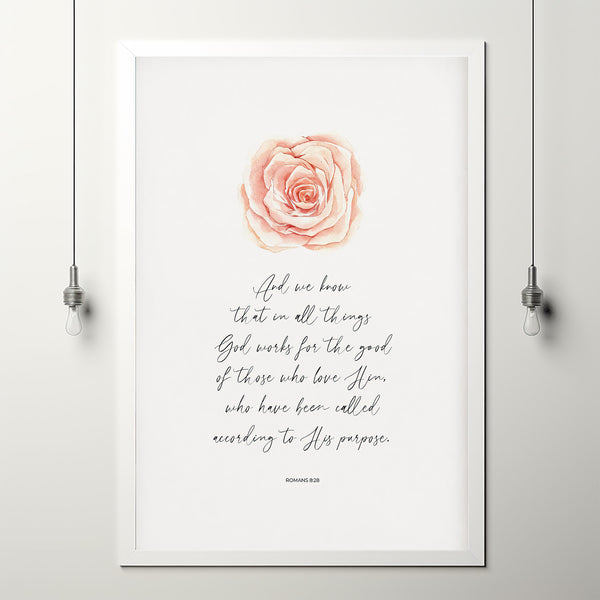 Romans 828, Bible Verse Poster, All Things Work for Good, Christian Wa ...