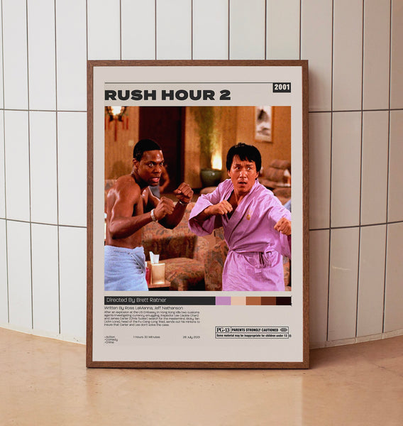 Rush Hour 2 Poster, Brett Ratner, Minimalist Movie Poster, Vintage Ret ...