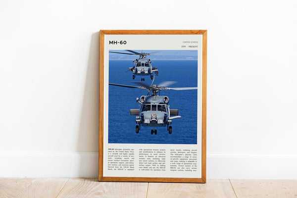 Sikorsky SH-60 Seahawk Wall Art Navy Helicopter SH-60 Poster Black Whi ...