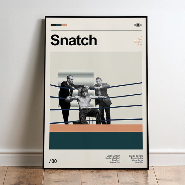 Snatch Movie Poster Minimalist Midcentury Poster Wall Art Print Retro ...