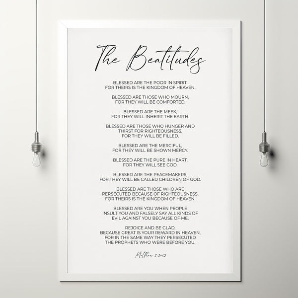 The Beatitudes Poster Bible Verse Wall Art, Minimalist Aesthetic Chris ...