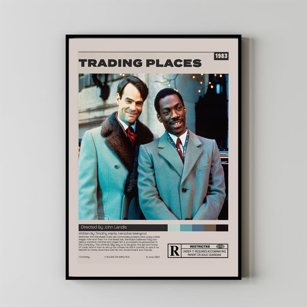 Trading Places Poster, John Landis, Minimalist Movie Poster – mythicwall