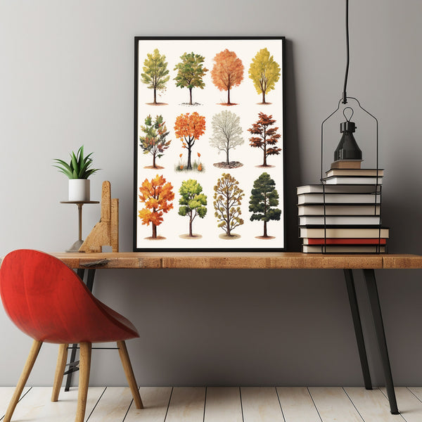 Vintage Tree Illustration Poster - Nature Wall Art | Botanical Science ...