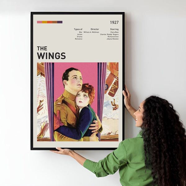 Wings Movie Poster Minimalist Midcentury Poster Wall Art Print Retro M ...