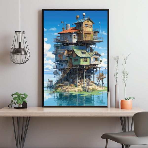 Dreamy Ocean Side Painting - Original Print | Vintage Cliffside Seavie ...