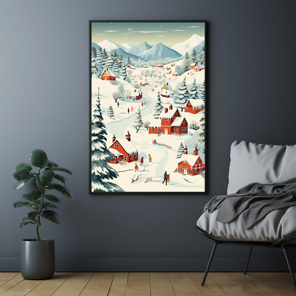 1950s Vintage Christmas Scene Poster - Nostalgic Winter Fun Outdoors ...