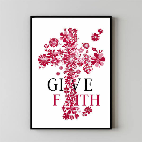 Faith Cross Flowers Poster Bundle, Cross with Watercolor Religion Subl ...