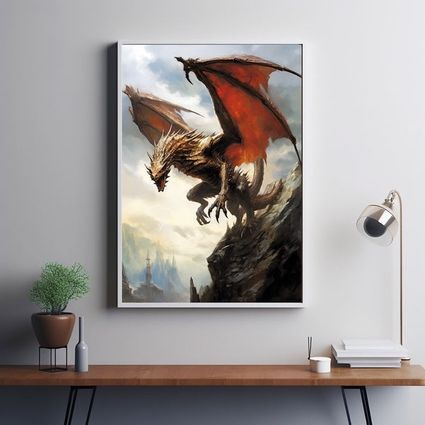 Legendary Powerful Bronze Dragon Poster - Majestic Beast in Lair of An ...